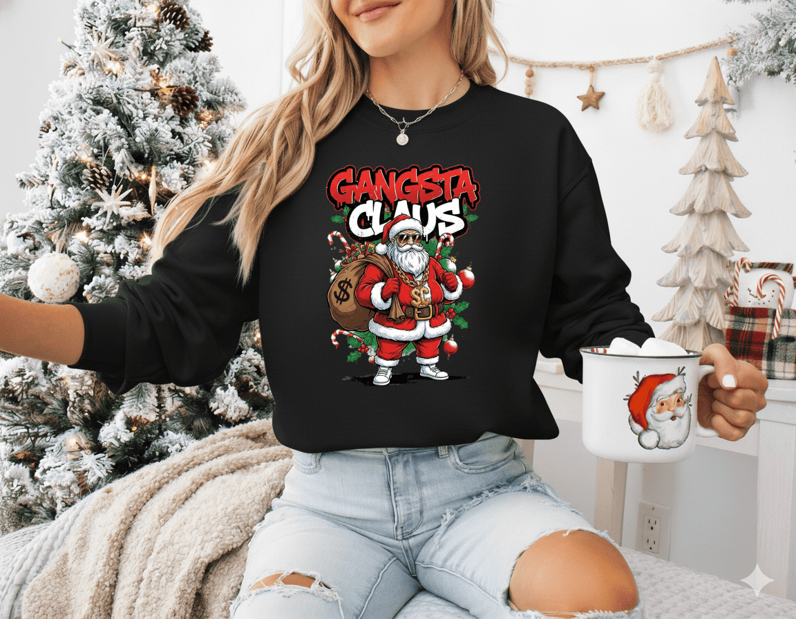 Hip Hop Bling Urban Claus Funny Hip Hop Holiday Money Bling Celebration ...