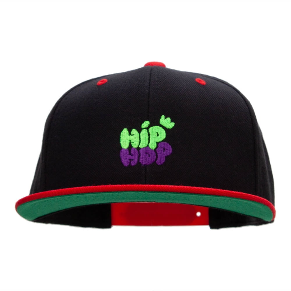 Hip Hop Bubbles Embroidered Wool Blend Classic Snapback - Black Red ...