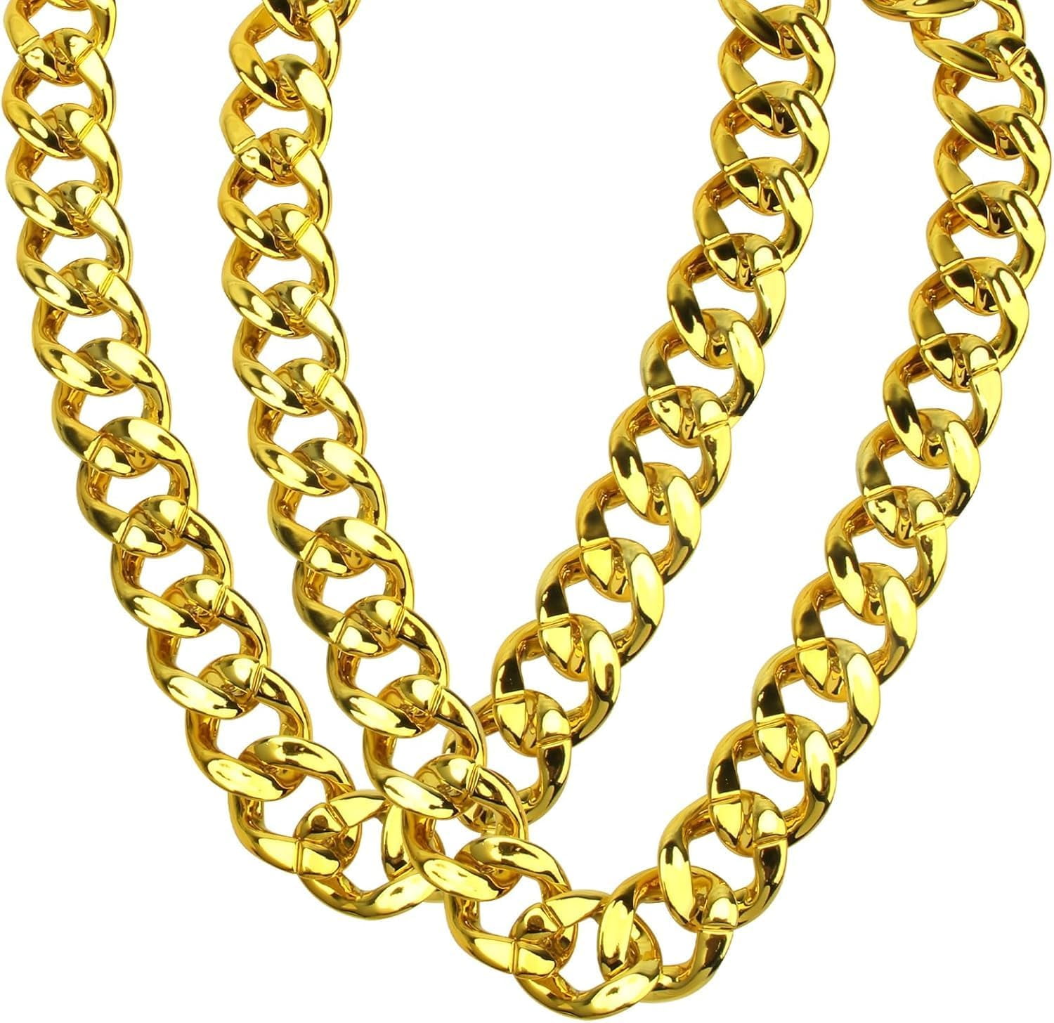 Hip Hop Chunky Gold Chain 2 Pack,32 Inch Plastic Gold Necklace 80s 90s ...