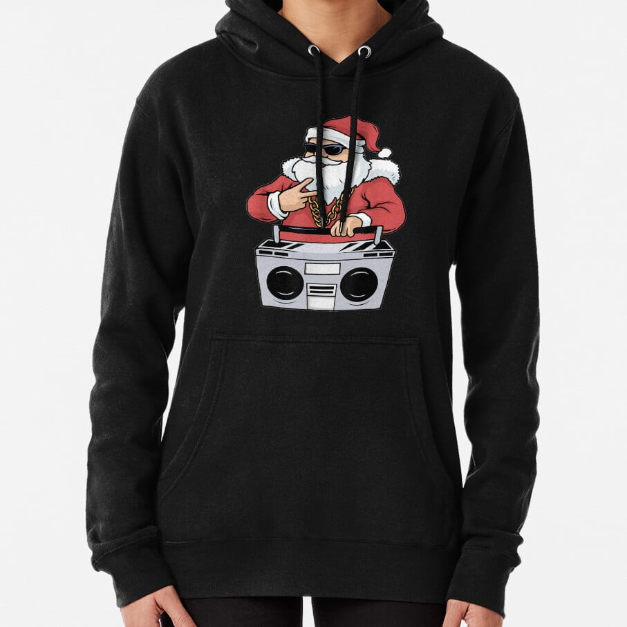 Hip Hop Claus Gangster Christmas Ghettoblaster Rapper 90s Gift Hoodie ...