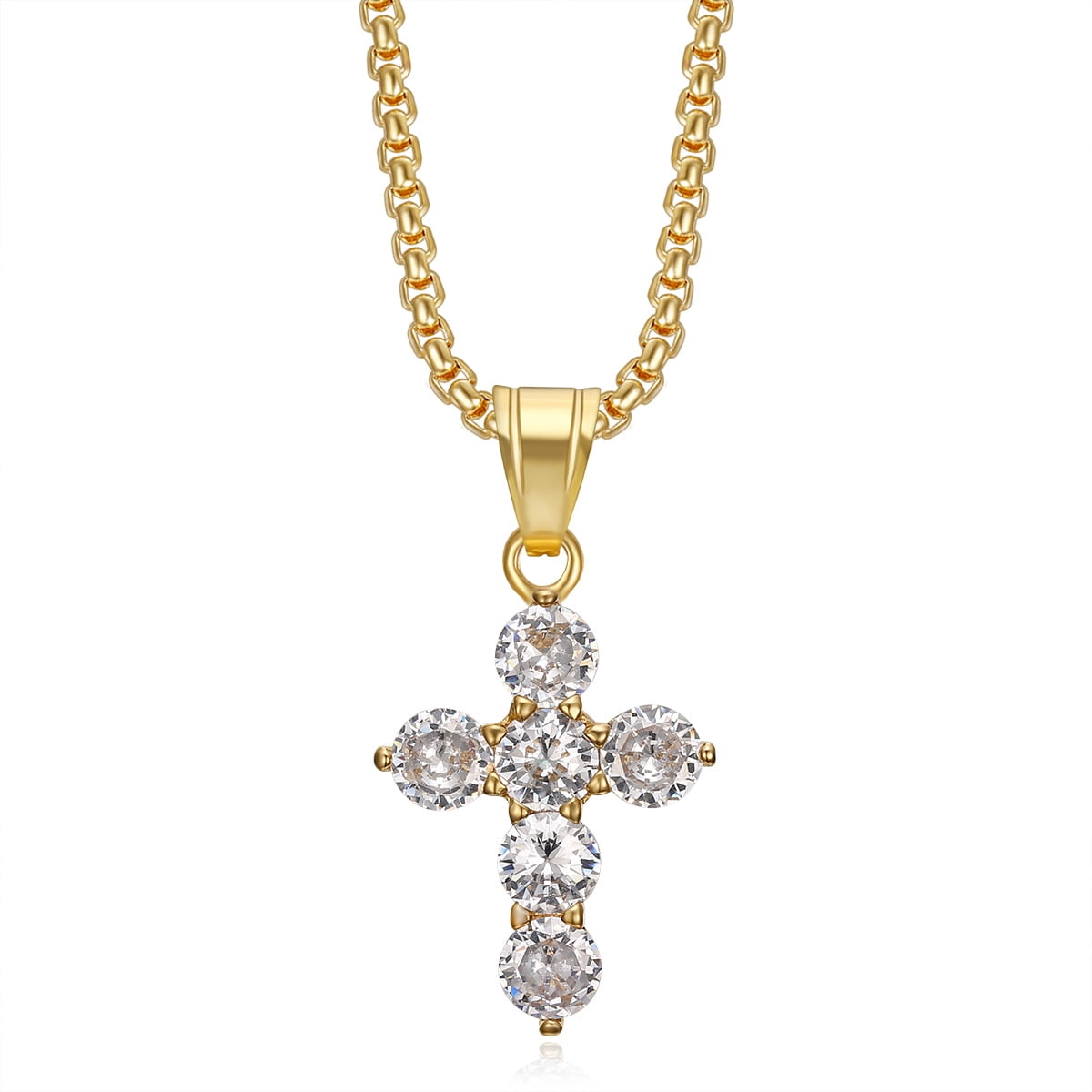 Hip Hop Claw CZ Stone Bling Iced Out 14K Yellow Gold Cross Pendants ...