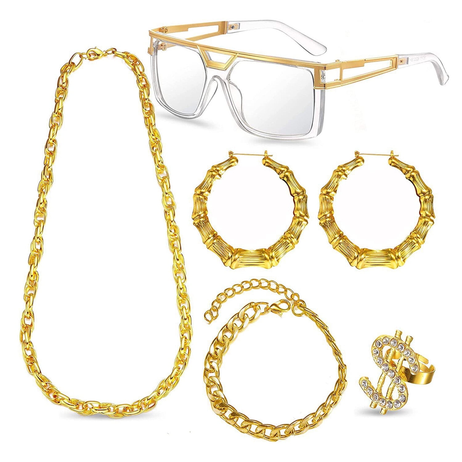 Hip Hop Costume Kit, 80s/ 90s Rapper Accessories, Hip Hop Punk Jewelry ...