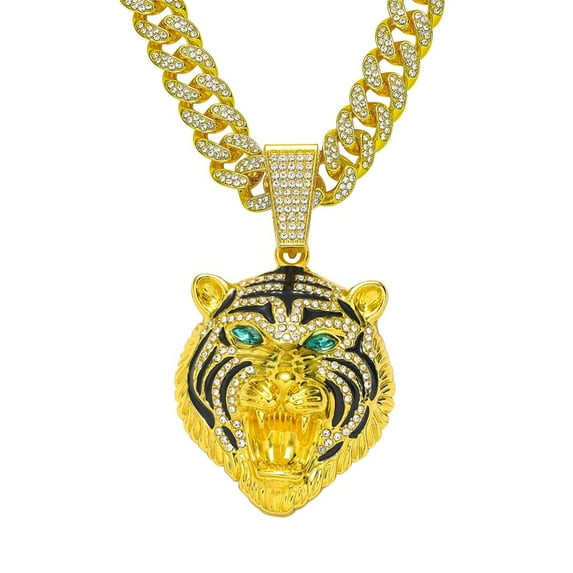 Hip Hop Cuban Chains Green eyed Lion Head Pendant Necklace With 13mm ...