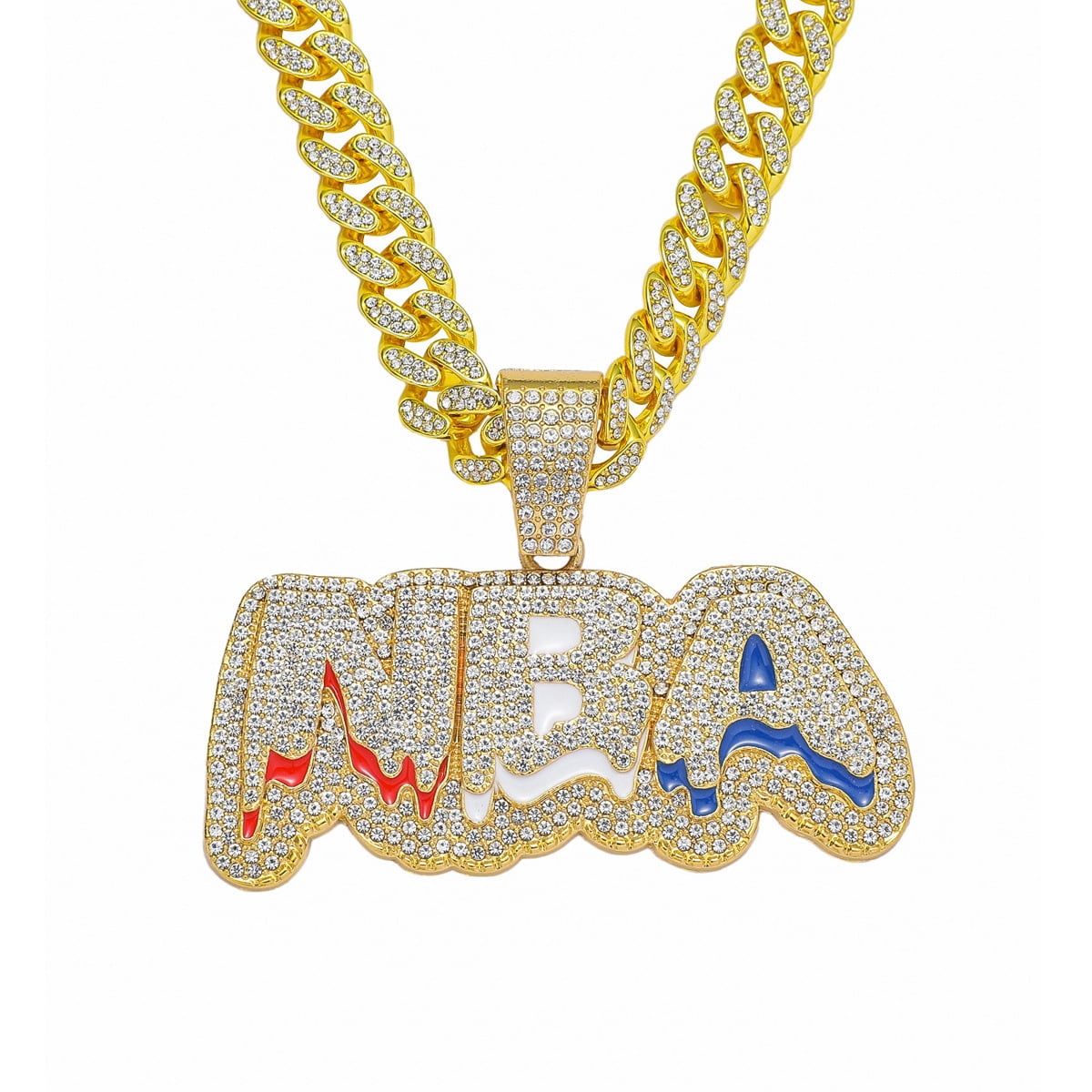 Hip Hop Cuban Chains Letters Necklace Pendants for Men and Women ...