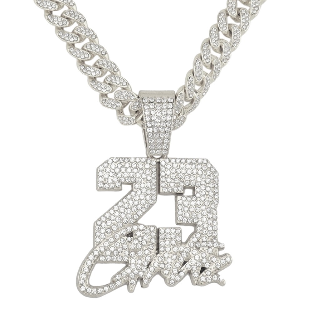Hip Hop Cuban Chains Number 23&Letters Pendant Necklace With 13mm Miami ...