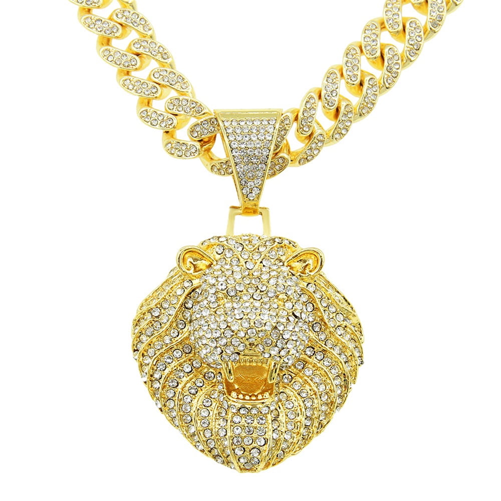Hip Hop Cuban Chains Stereoscopic Lion Head Pendant Necklace With 13mm ...