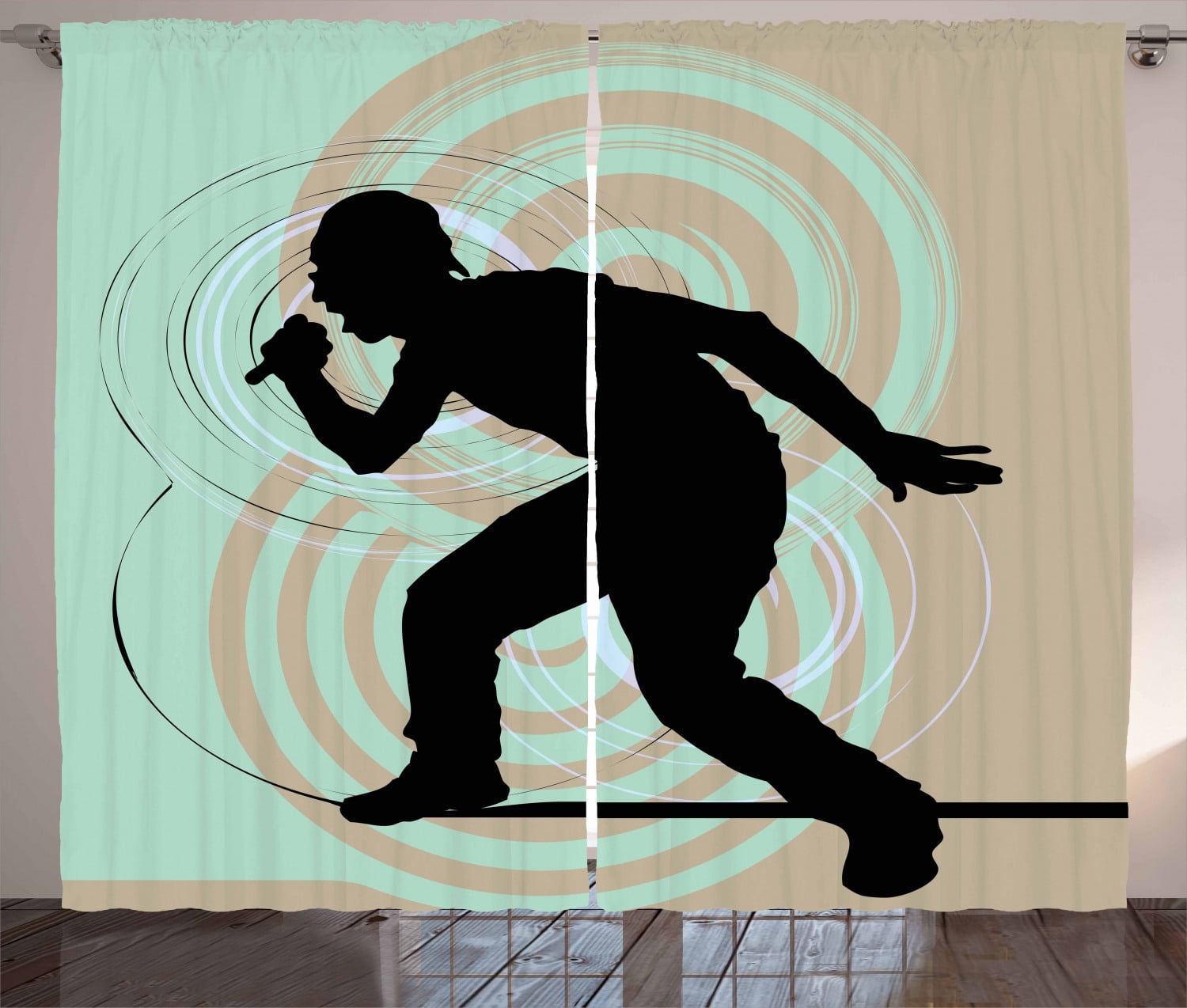 Ambesonne Hip Hop Curtains 2 Panel Set, Rapper with Microphone, 108" x ...