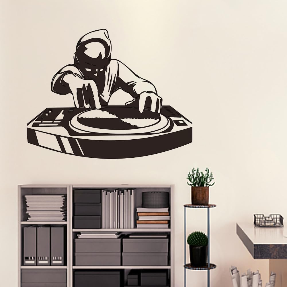 Hip Hop DJ Wall Stickers DJ Silhouette Wall Decal Music Vinyl Wall Art ...