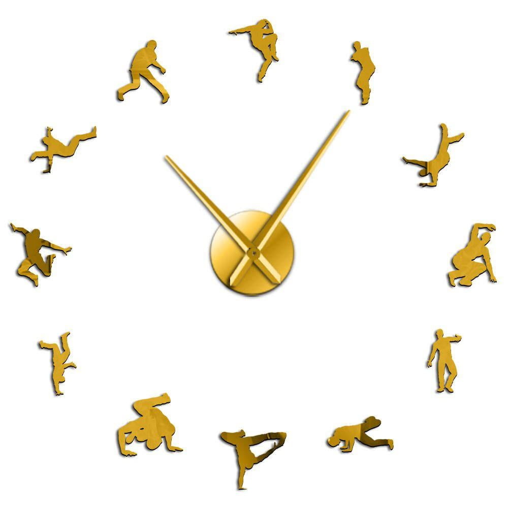 Hip Hop Dancers Silhouette Wall Art Sticker DIY Wall Clock Contemporary ...