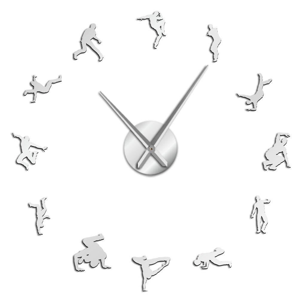 Hip Hop Dancers Silhouette Wall Art Sticker DIY Wall Clock Contemporary ...