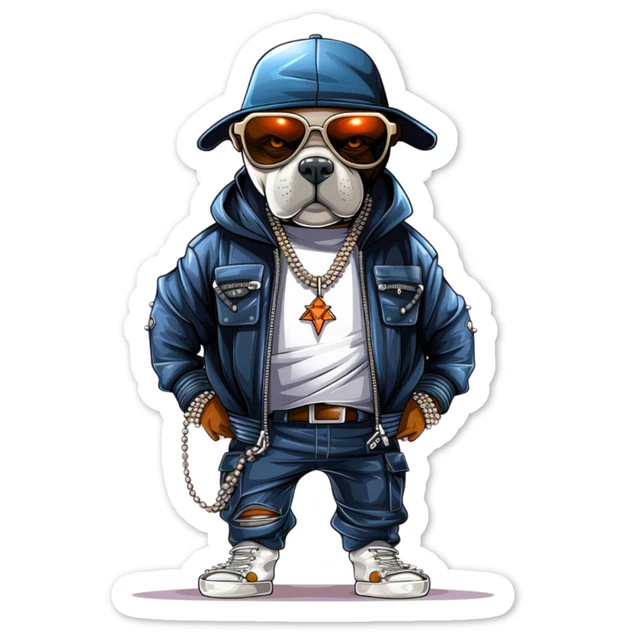 Hip Hop Dog Sticker, Water Resistant, Laptop, Water Bottlephone Decal ...
