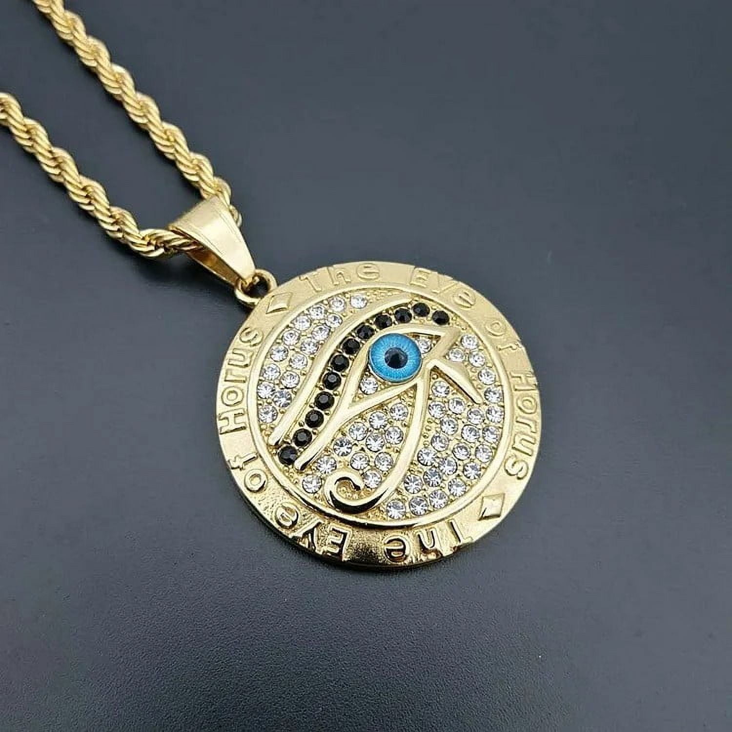 Hip Hop Egyptian The Eye of Horus Pendant Necklace For Women/Men 14K Yellow Gold Evil Eyes ...