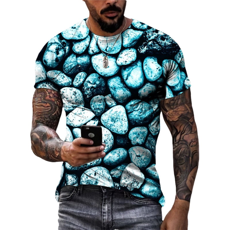 Hip Hop Fashion Spoof 3D Printed Pebble Graphic T-shirt Men's Casual ...