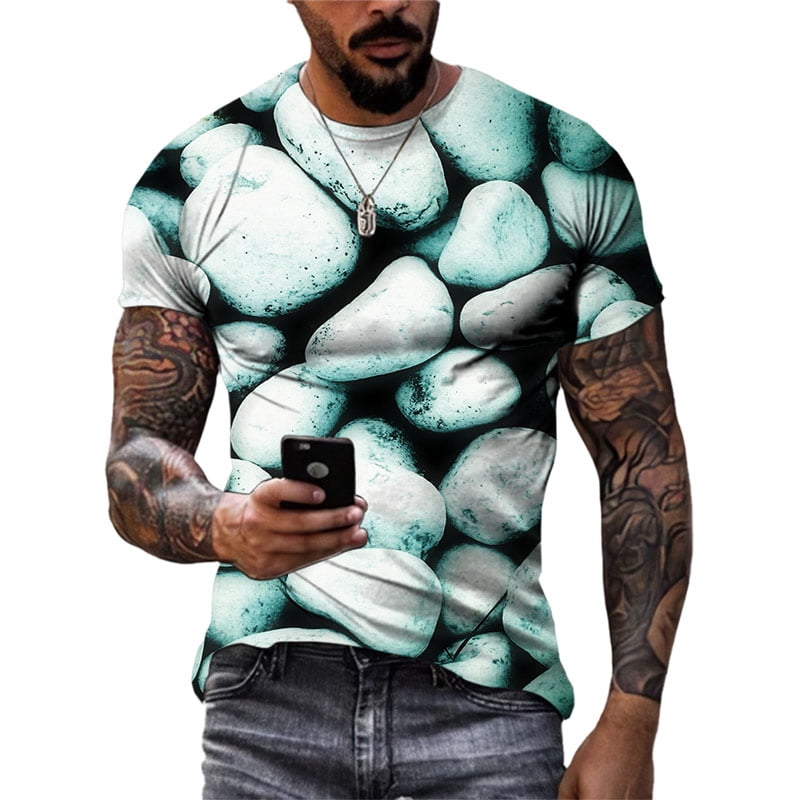Hip Hop Fashion Spoof 3D Printed Pebble Graphic T-shirt Men's Casual ...