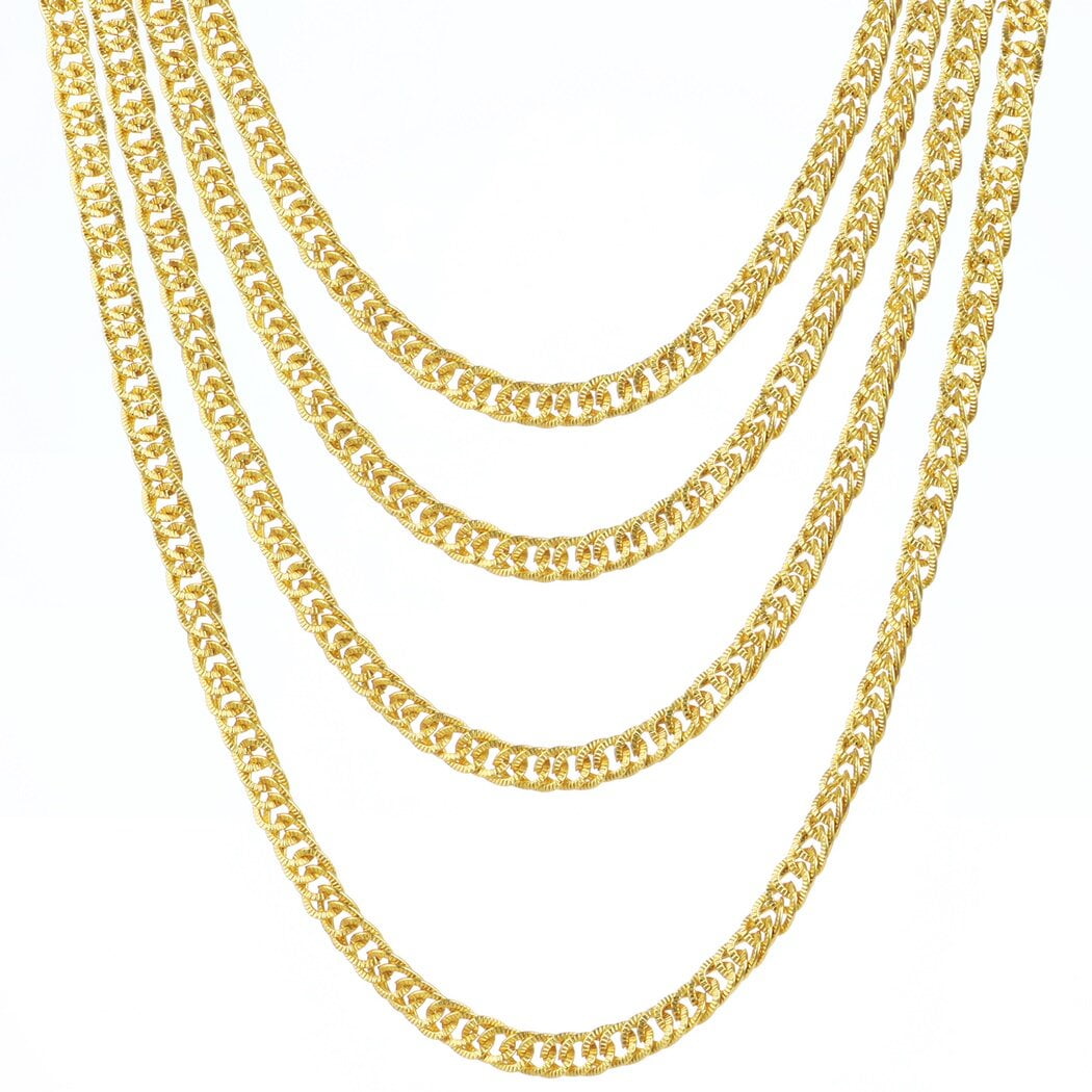 Hip-Hop Faux Gold Chains, 4PCS Rapper Chunky Golden Necklaces, Fake ...