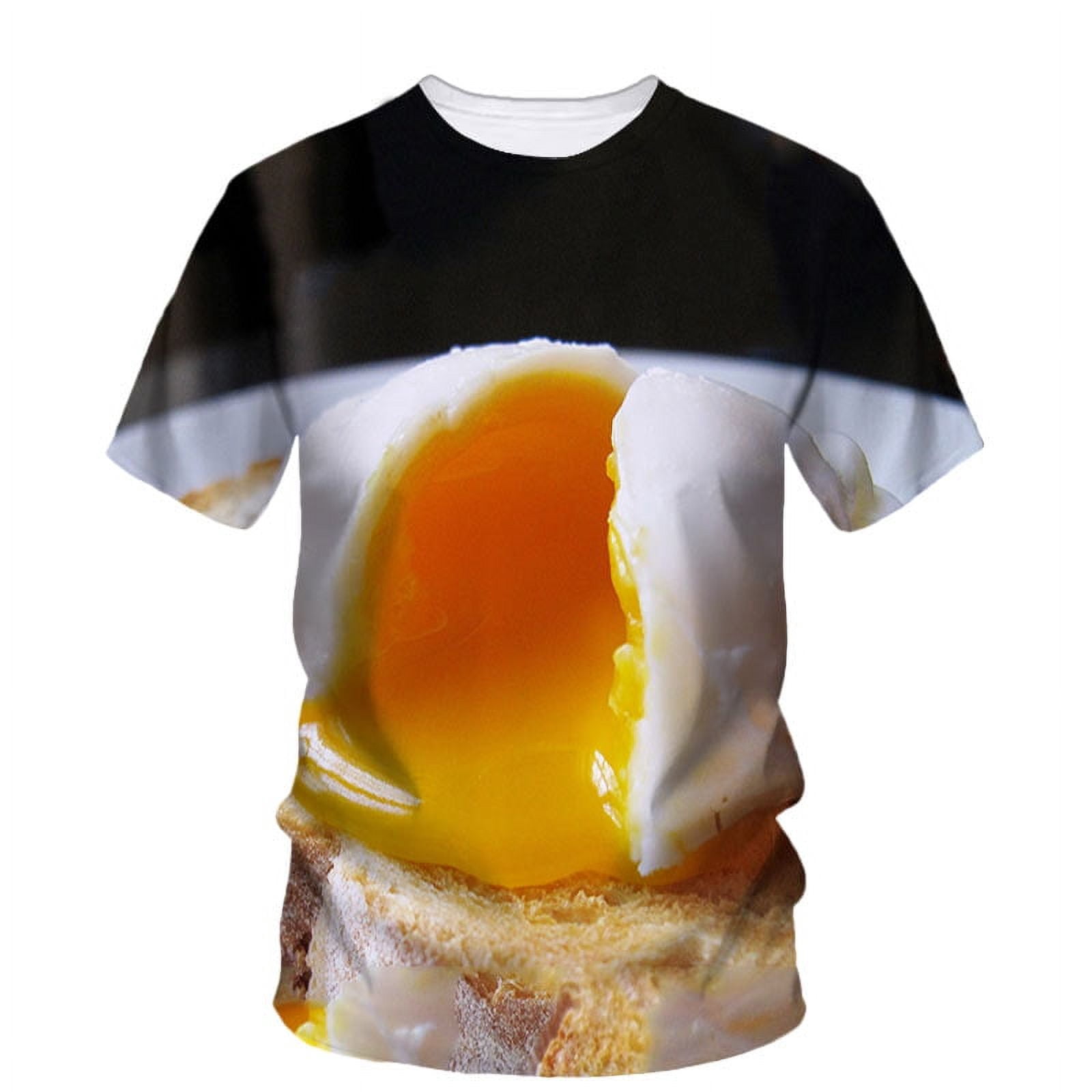 Hip Hop Food 3d Printed Men's T-Shirt Poached Egg Pattern Funny ...