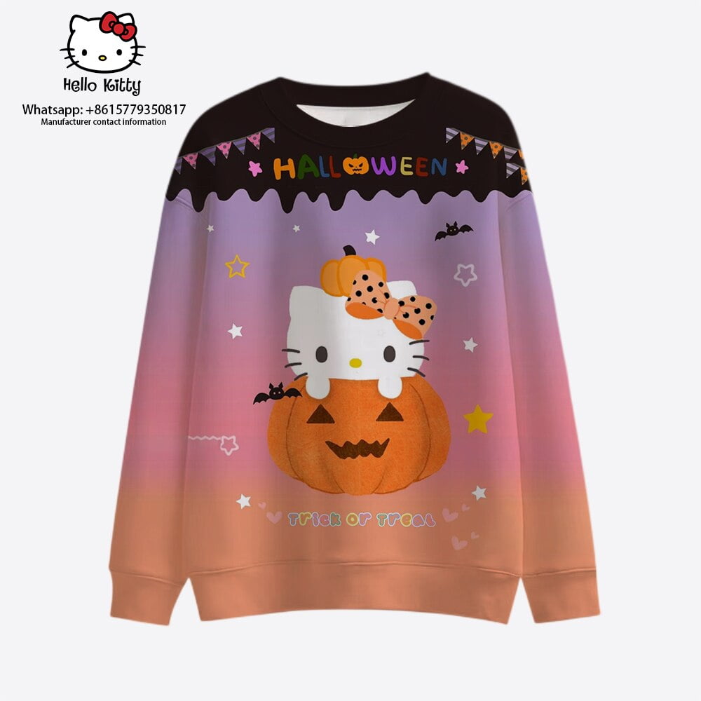 Hip Hop Funny 3D Halloween Round Neck Women's Autumn Horror Pumpkin ...