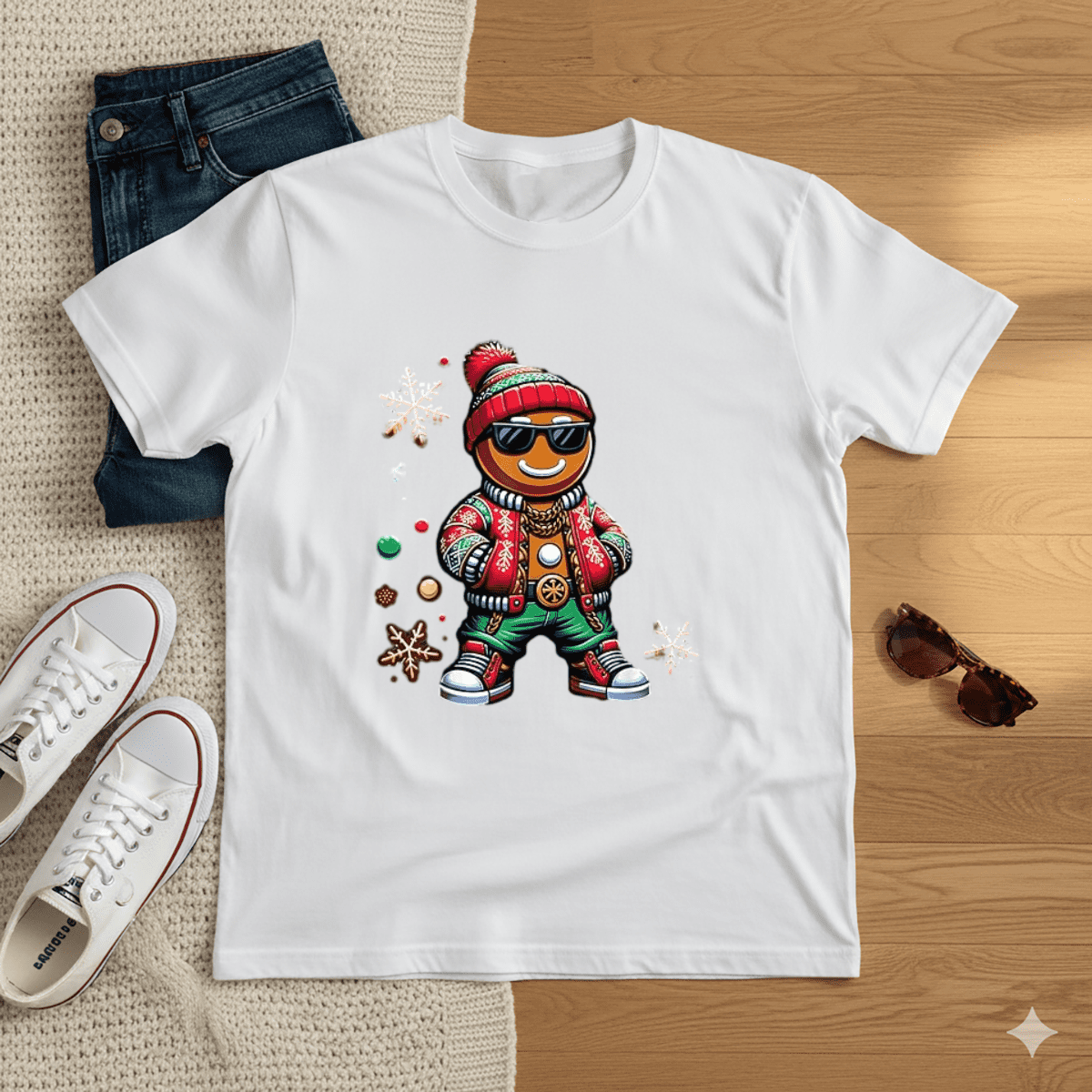 Hip Hop Gingerbread Man Funny Christmas Xmas Rapper Gift Unisex Tee up ...