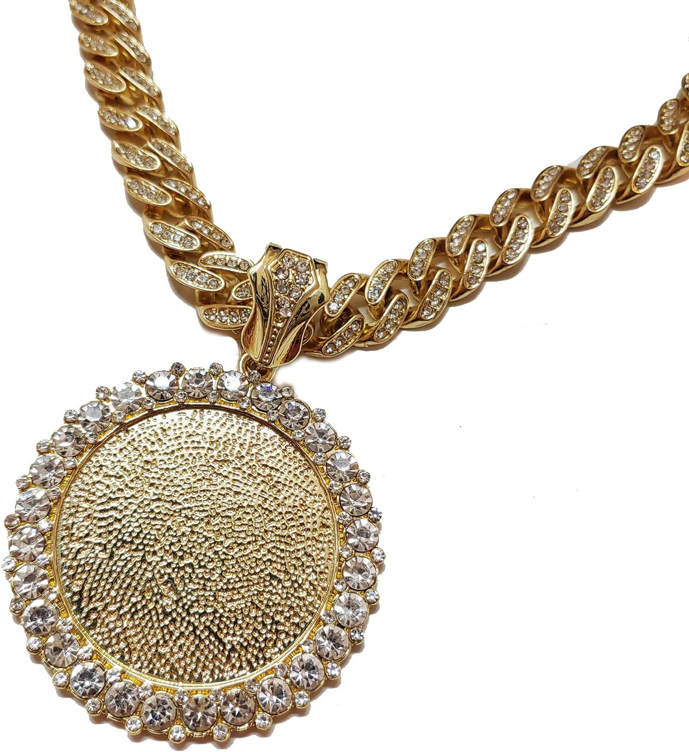 Hip Hop Gold Plated Cubic Zirconia Picture Frame Bling Pendant & 12mm ...