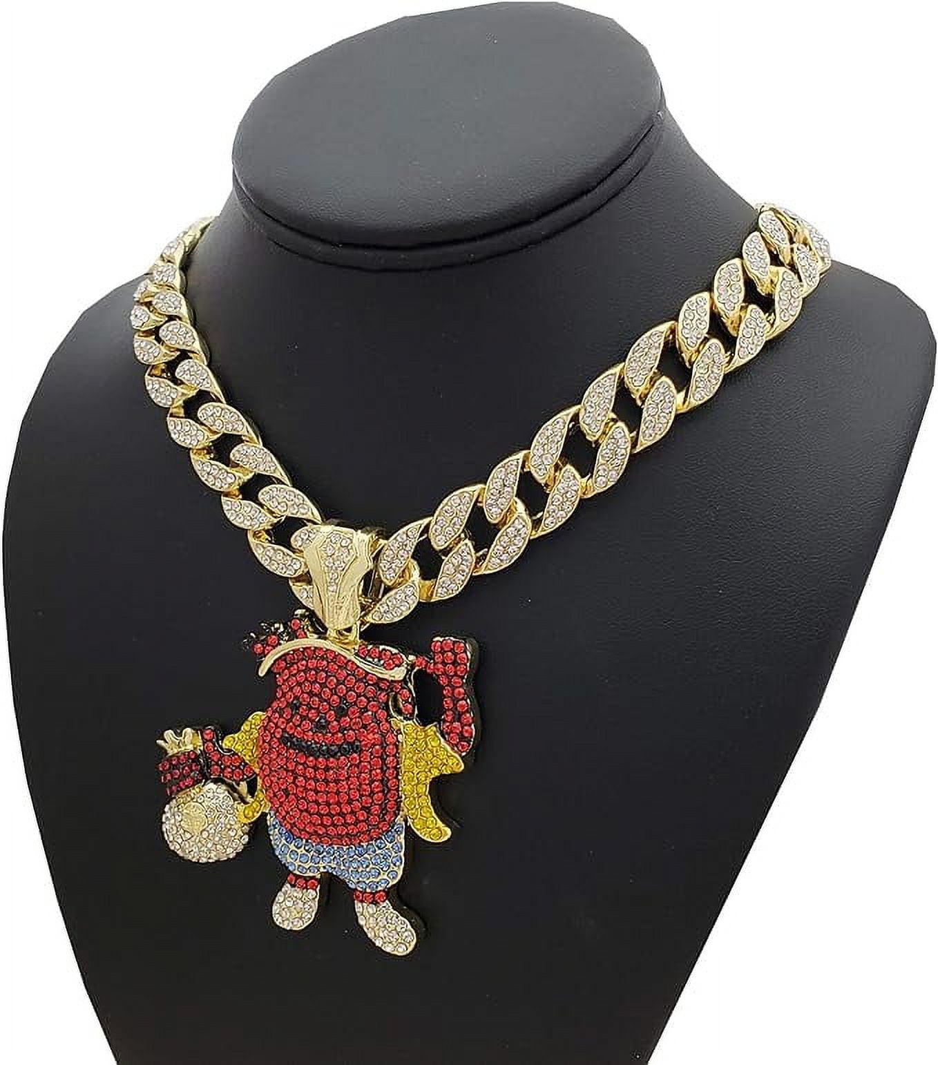 Hip Hop Gold Plated KOOL AID MAN Holding Money Bag Pendant & 15mm 20 ...
