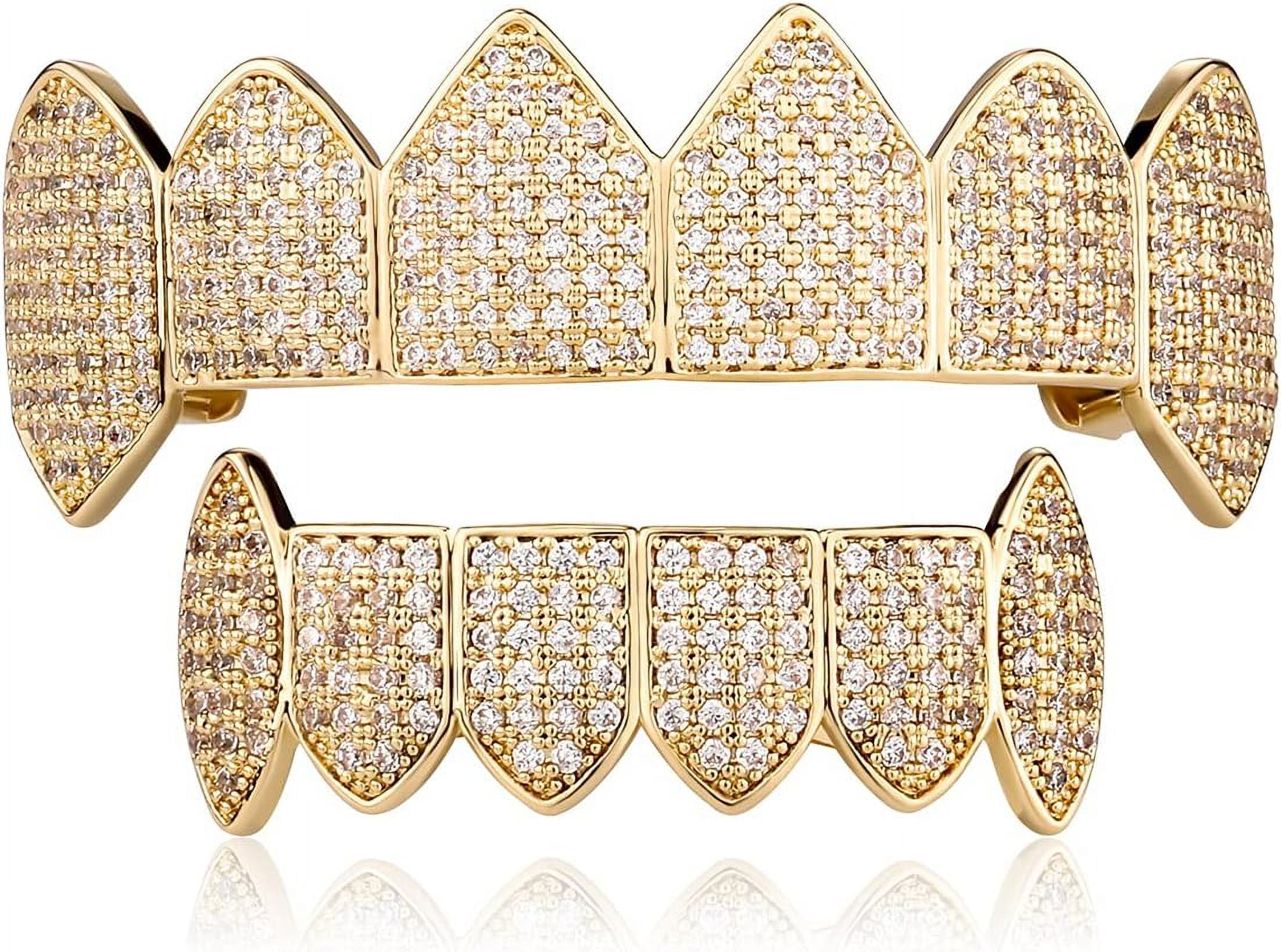 Hip Hop Gold Vampire Grills for Your Teeth 14K Gold Plated Face Iced ...