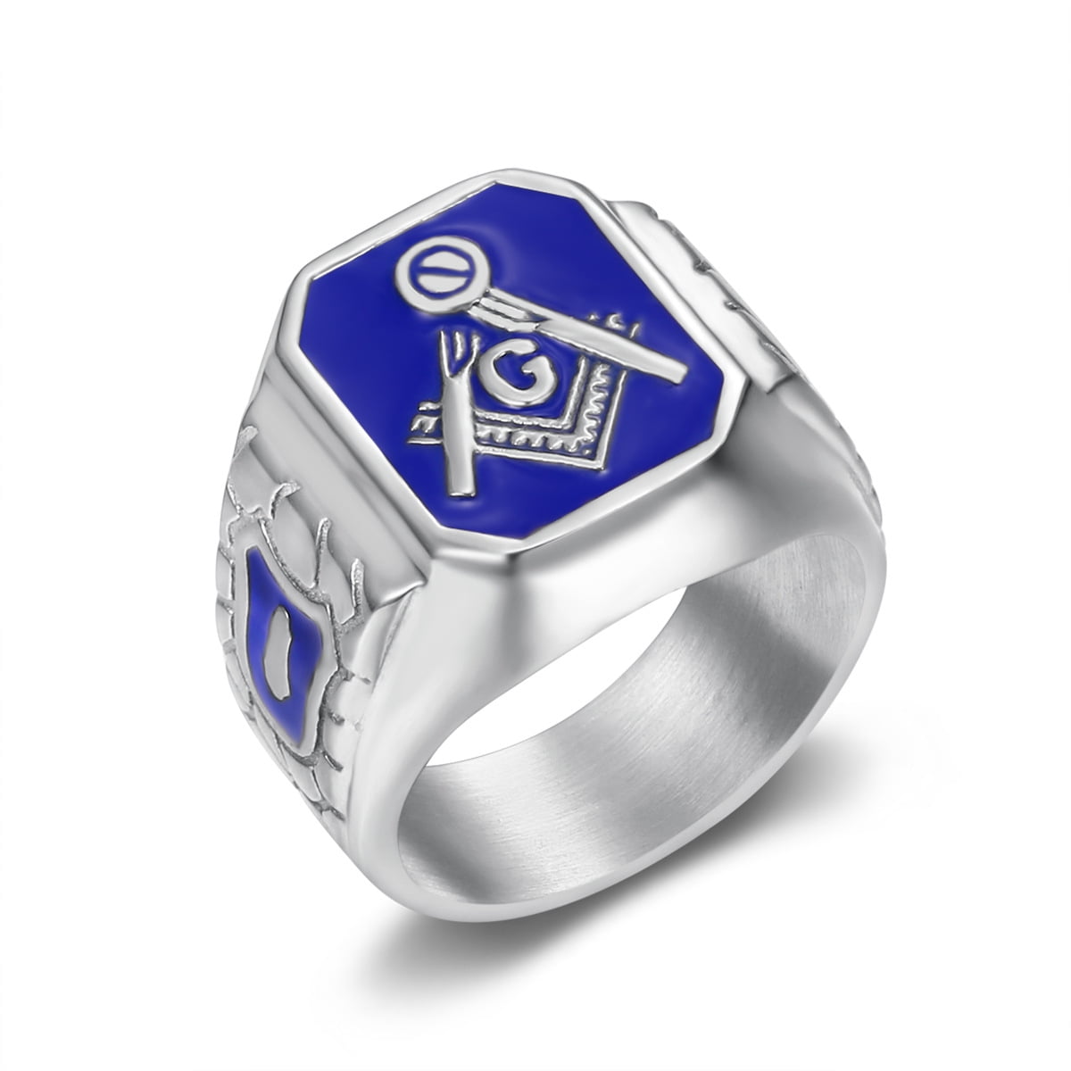 Hip Hop Golden Color 14K Yellow Gold Freemasonry Masonic Sign Rings for ...