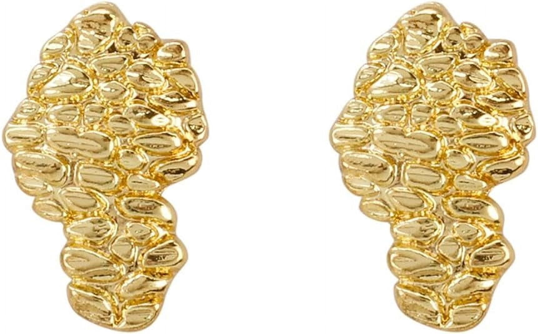 Hip Hop Golden Nugget Jewelry 14K Gold Plated 9mm X 15mm Surgical Steel ...