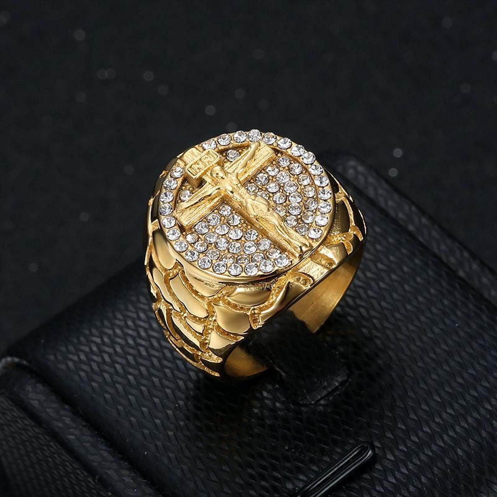 Hip Hop Golden color with full rhinestone INRI Crucifix JESUS Cross 14K ...