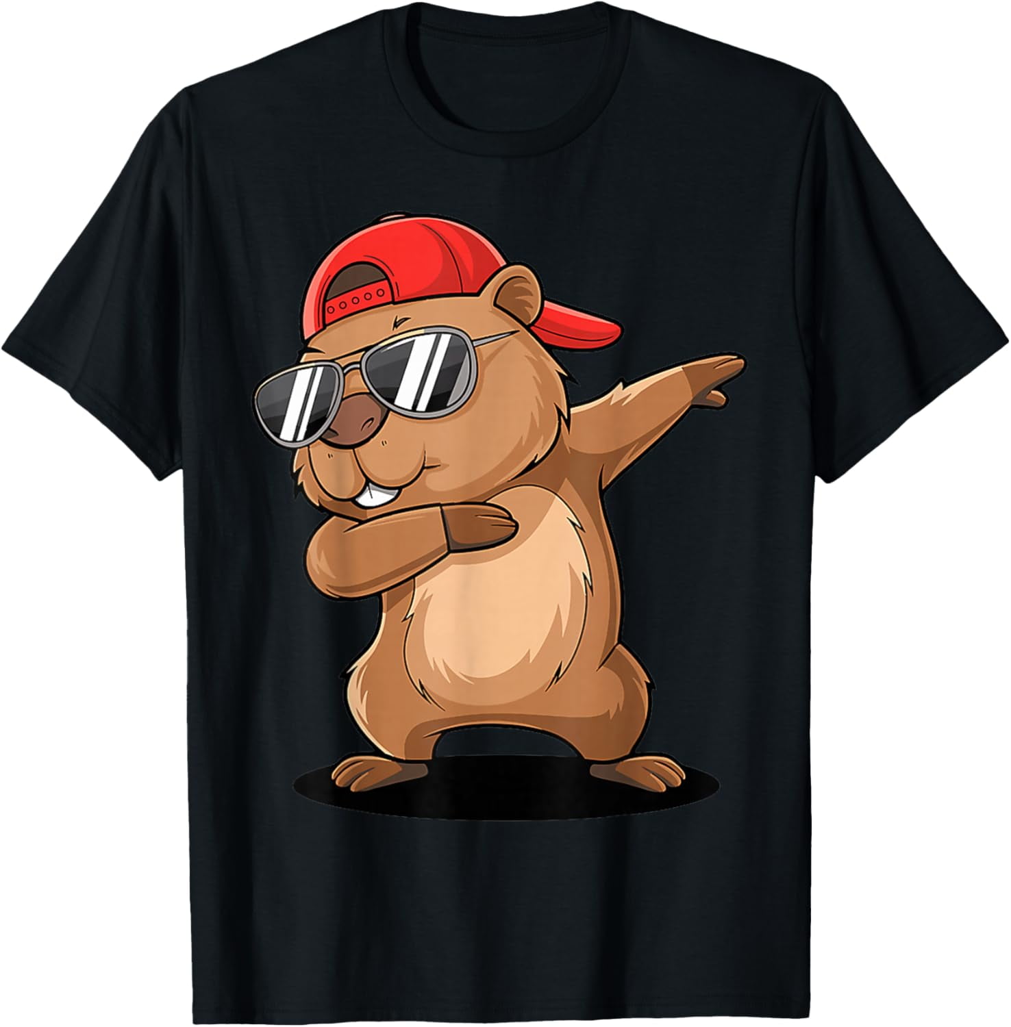Hip Hop Groundhog Dabbing with Backwards Cap Groundhog Day T-Shirt ...
