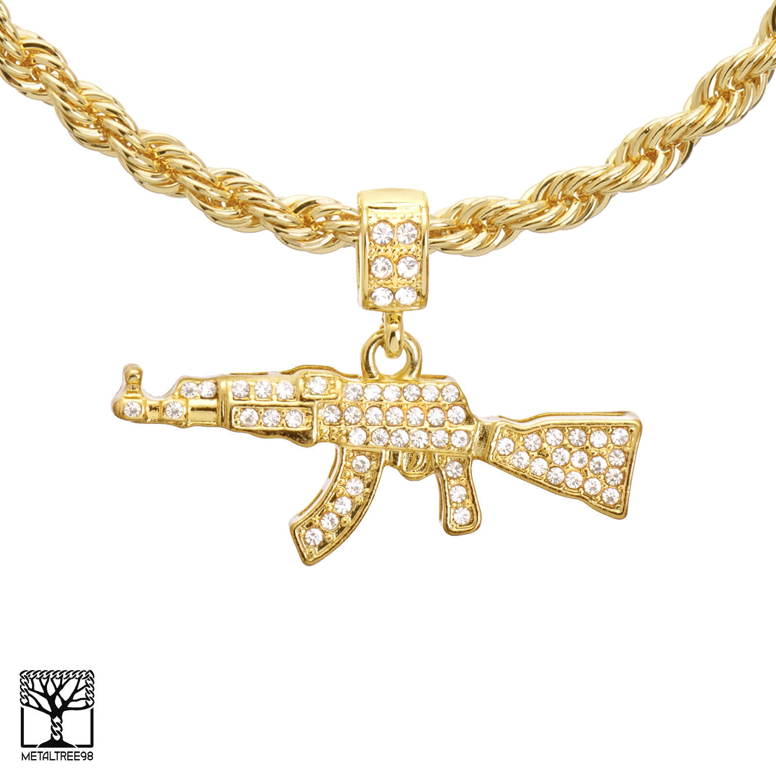 Gold Chain Gun Pendant
