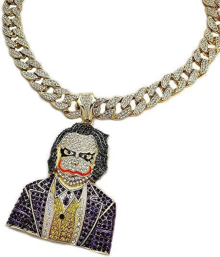 Hip Hop Iced Gold Plated Cubic Zirconia Large Joker Bling Pendant ...