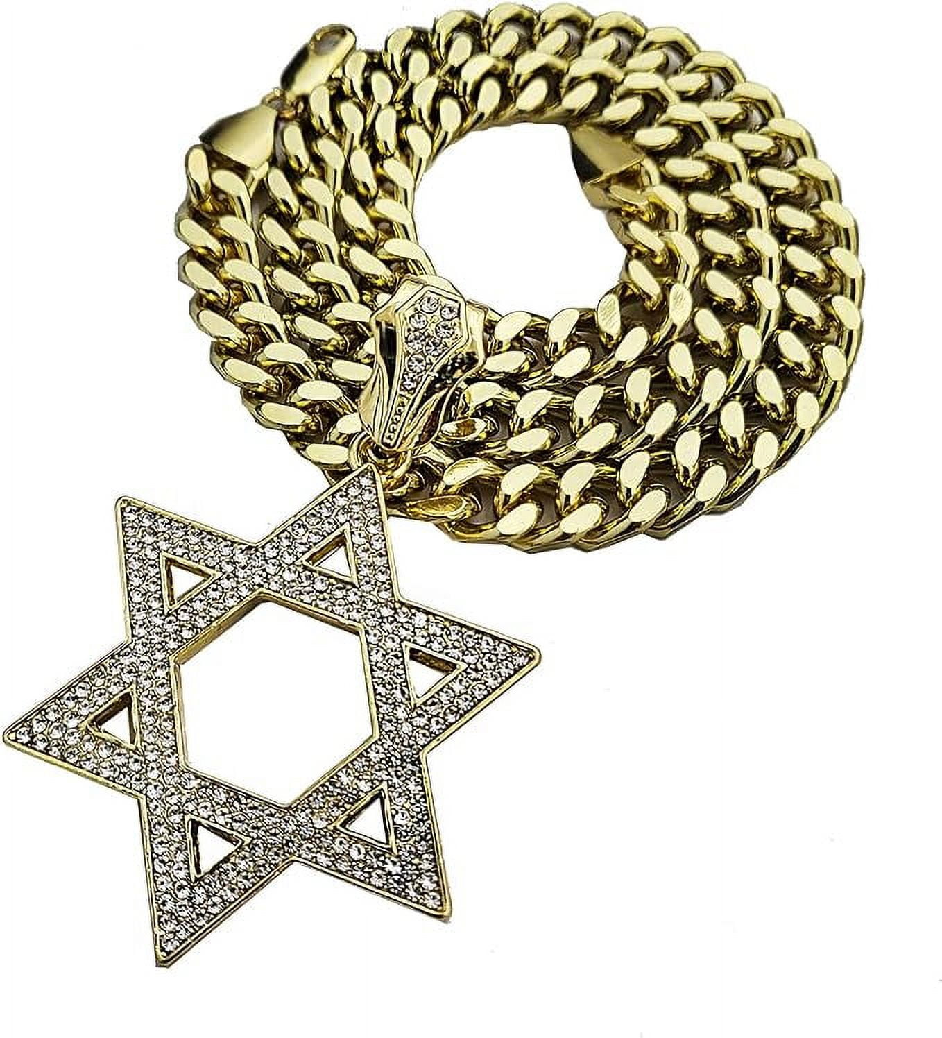 Hip Hop Iced Gold Plated Cubic Zirconia Large Star of David Charm ...