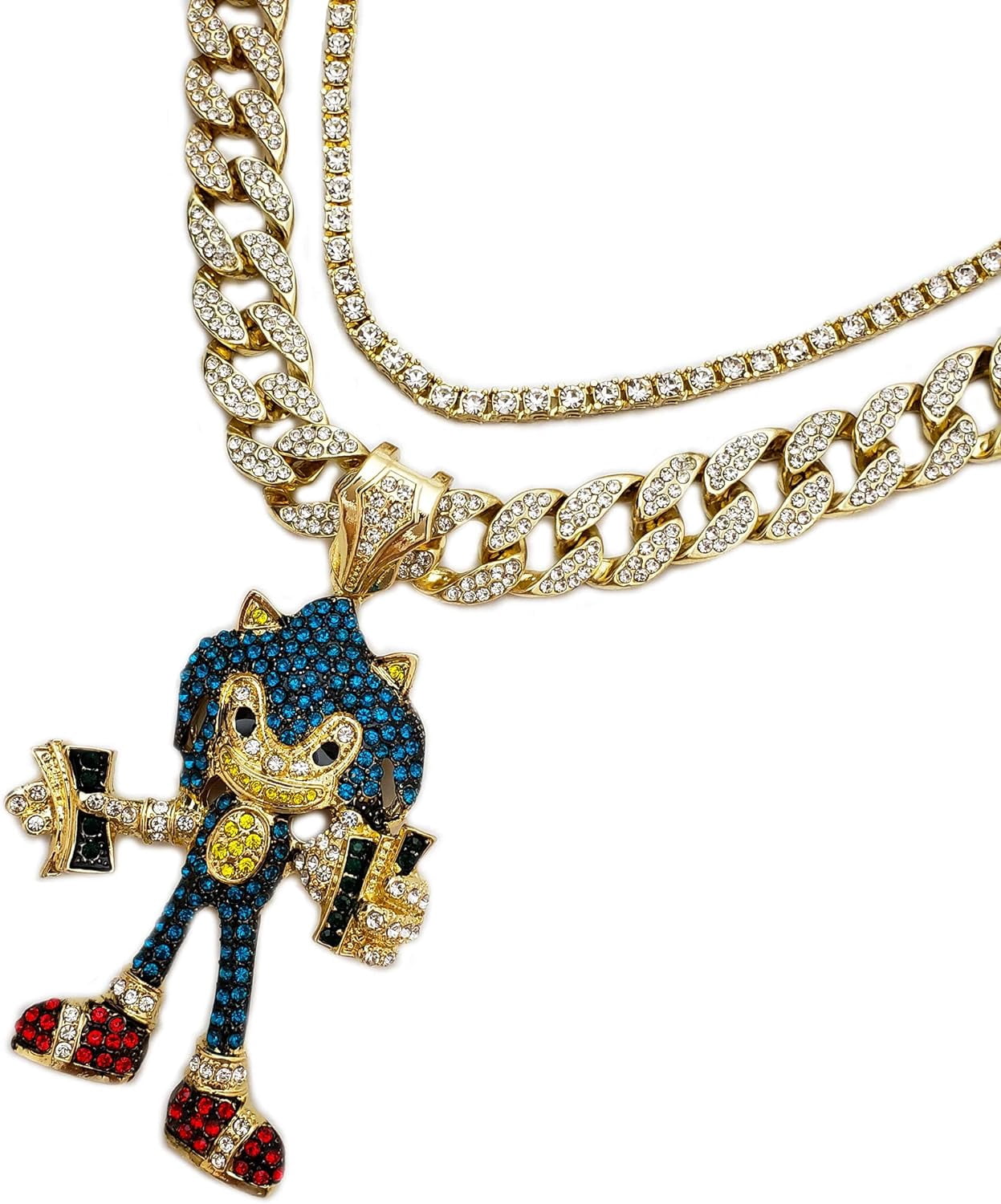 Hip Hop Iced Gold Plated Cubic Zirconia Super Sonic Pendant & 15mm 18 ...