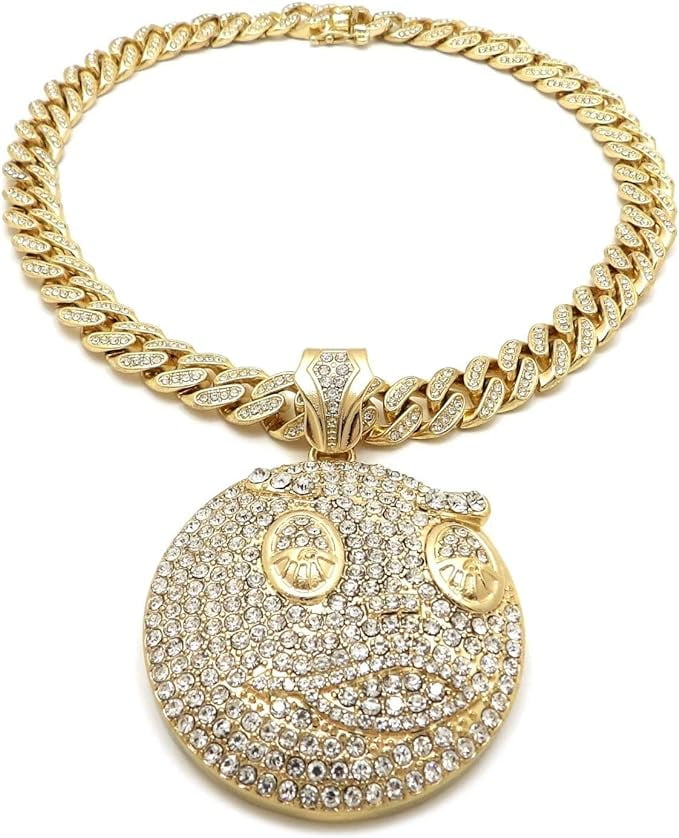 Hip Hop Iced Gold Plated GLO GANG Cubic Zirconia Pendant & 12mm 18" Box ...
