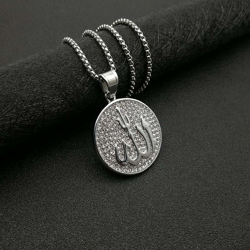Hip Hop Iced Out Allah Pendant Necklace Islam Muslim Arabic Calligraphy ...