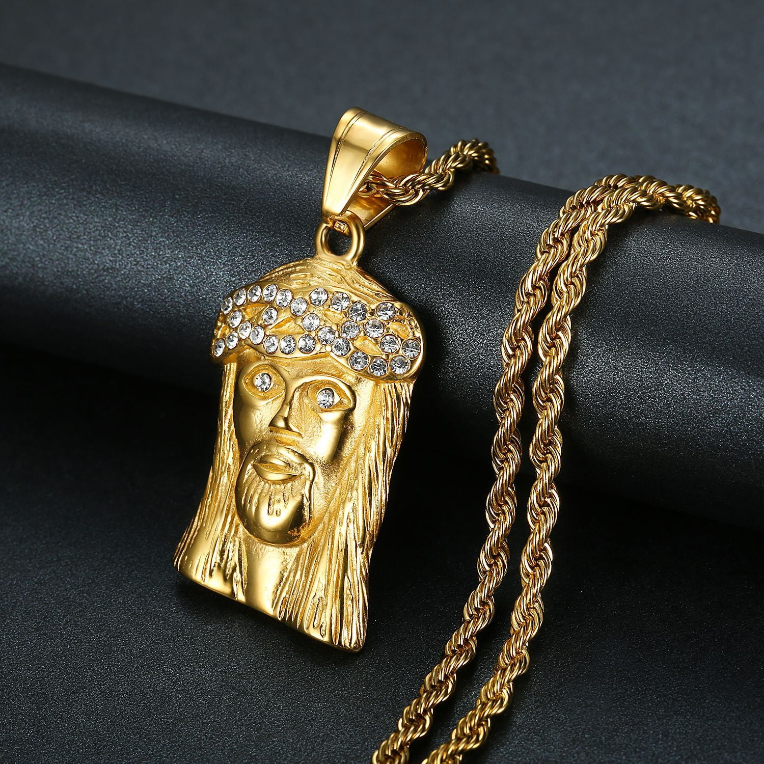 Hip Hop Iced Out Jesus Head Pendant Dropshipping 14K Yellow Gold ...