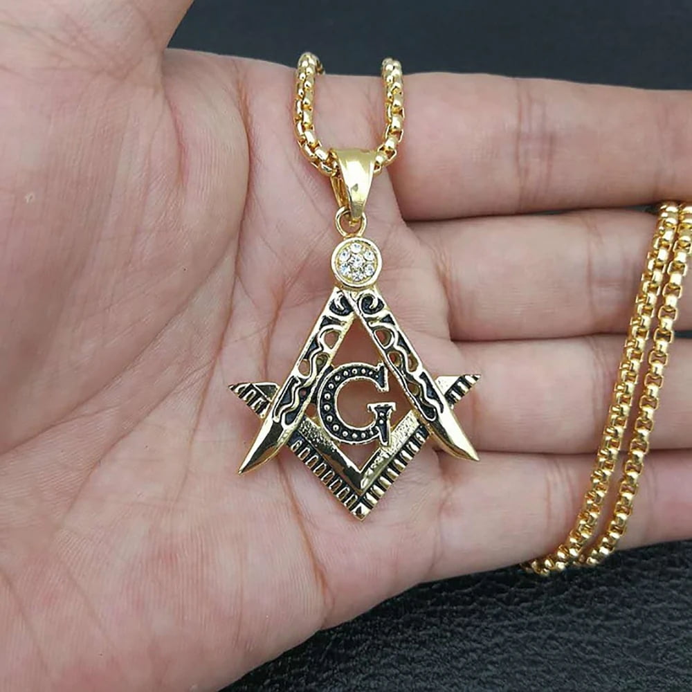Hip Hop Iced Out Mason Necklaces Pendants 14K Yellow Gold Chain For ...