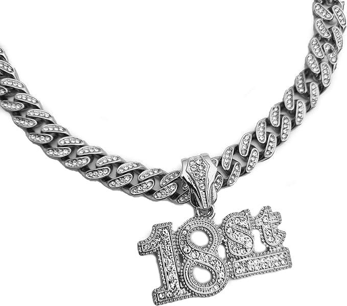 Hip Hop Iced White Gold Plated 18ST Cubic Zirconia Pendant & 12mm 20 ...