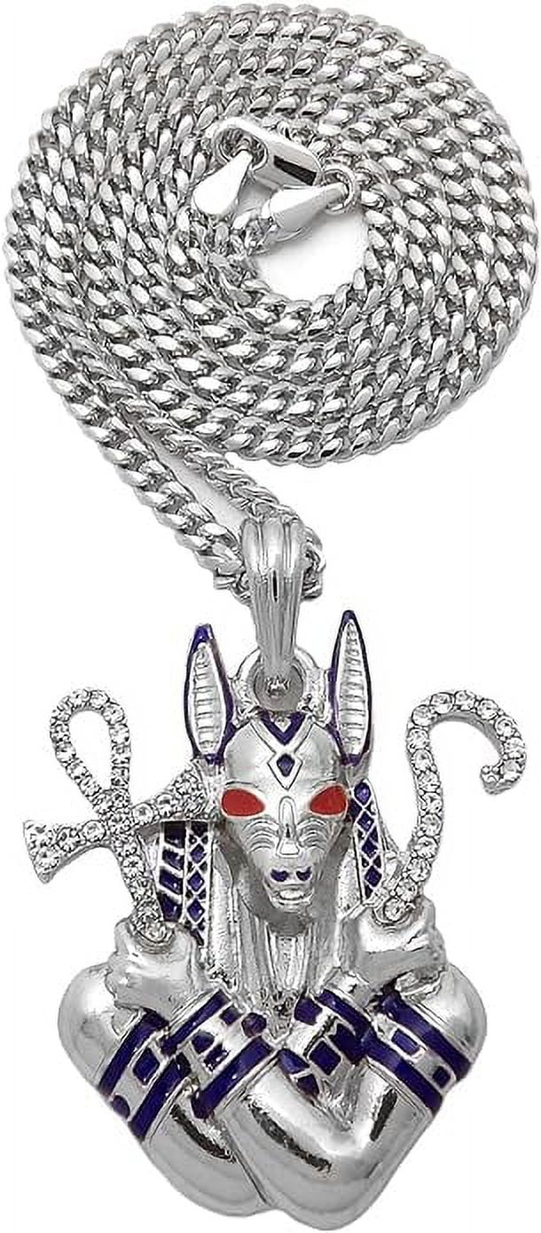 Hip Hop Iced White Gold Plated Egyptian Anubis Pendant & 3mm 18 ...