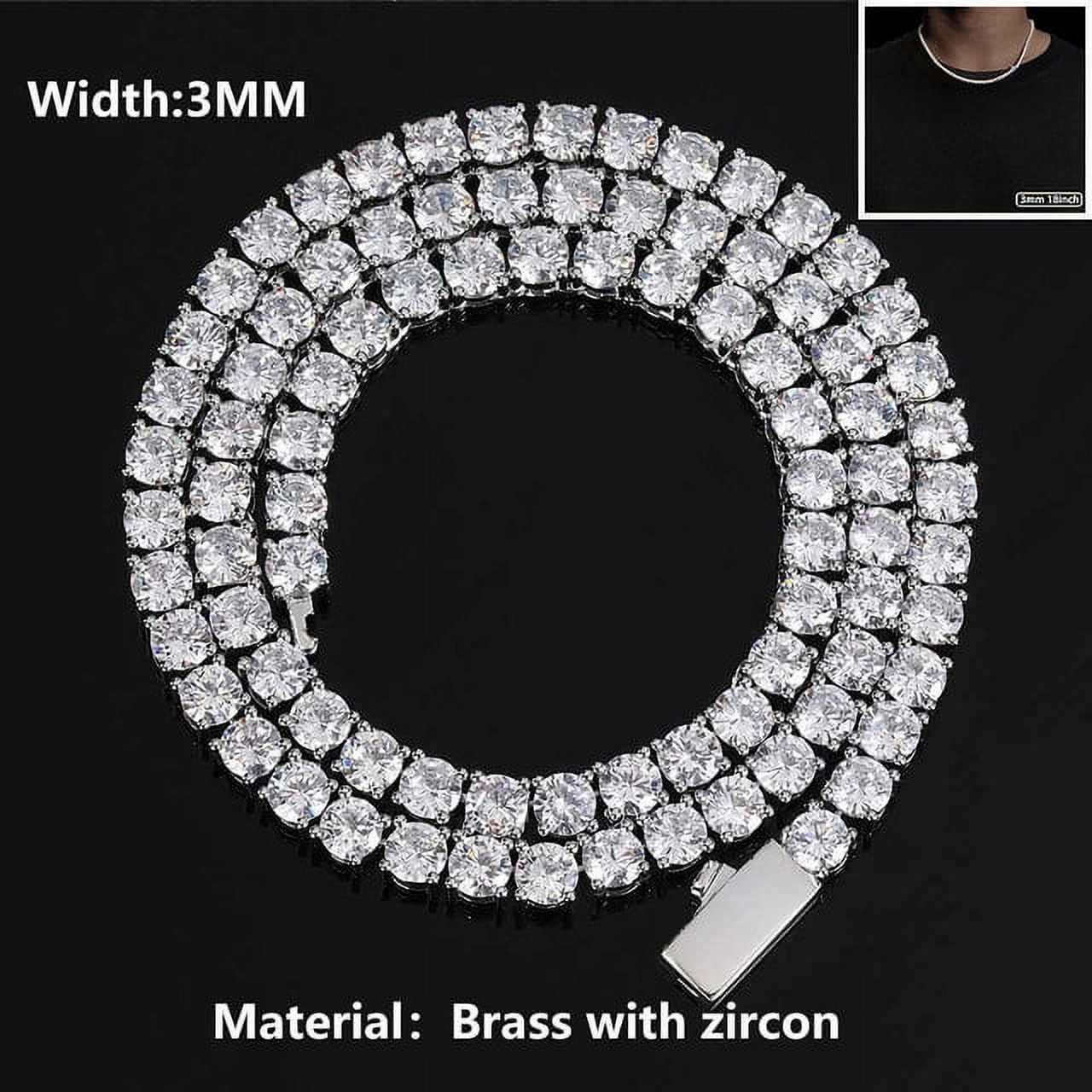 Hip Hop Jewelry Cubic Zirconia Iced Out Tennis Chain Iced Out 18k Gold ...