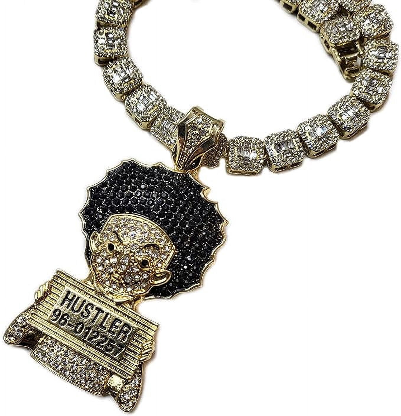 Hip Hop Jewelry Gold Plated Large HUEY HUSTLER Cubic Zirconia Charm ...