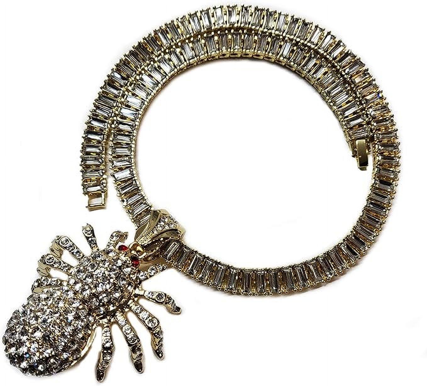 Hip Hop Jewelry Gold Plated Large Spider Cubic Zirconia Pendant & 10mm ...