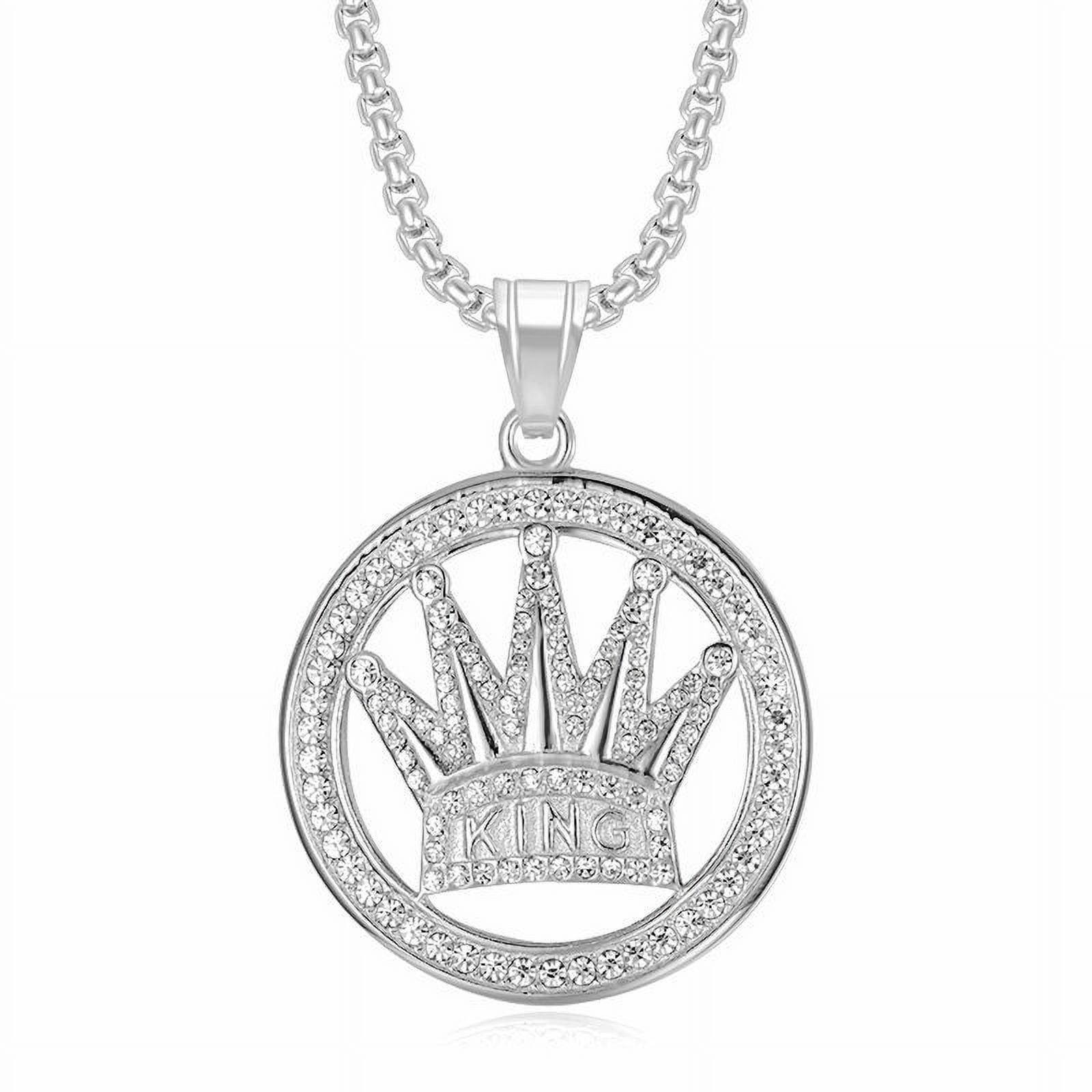Hip Hop King Crown Pendant Necklace 14K Yellow Gold Men Rapper Hip Hop ...