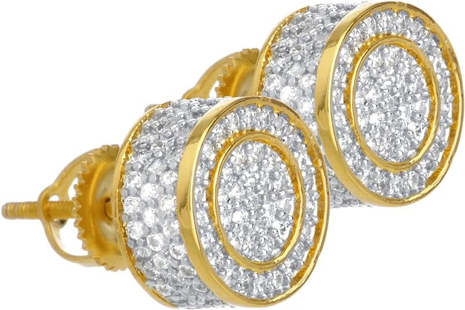 Hip Hop Luxury Lab Diamond Micro Pave 3D Round Screw Back Stud Earrings ...