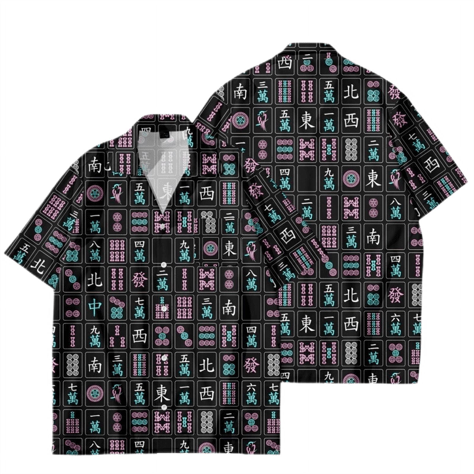 Hip Hop Mahjong Graphic Blouses Red Mah-jongg 3D Printe Shirts For Men ...