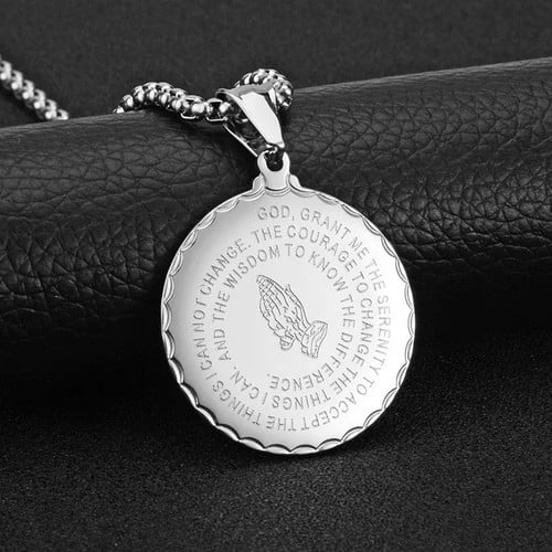 Hip Hop Men's Cross Bible Praying Hands Necklace For Men 14K Yellow ...