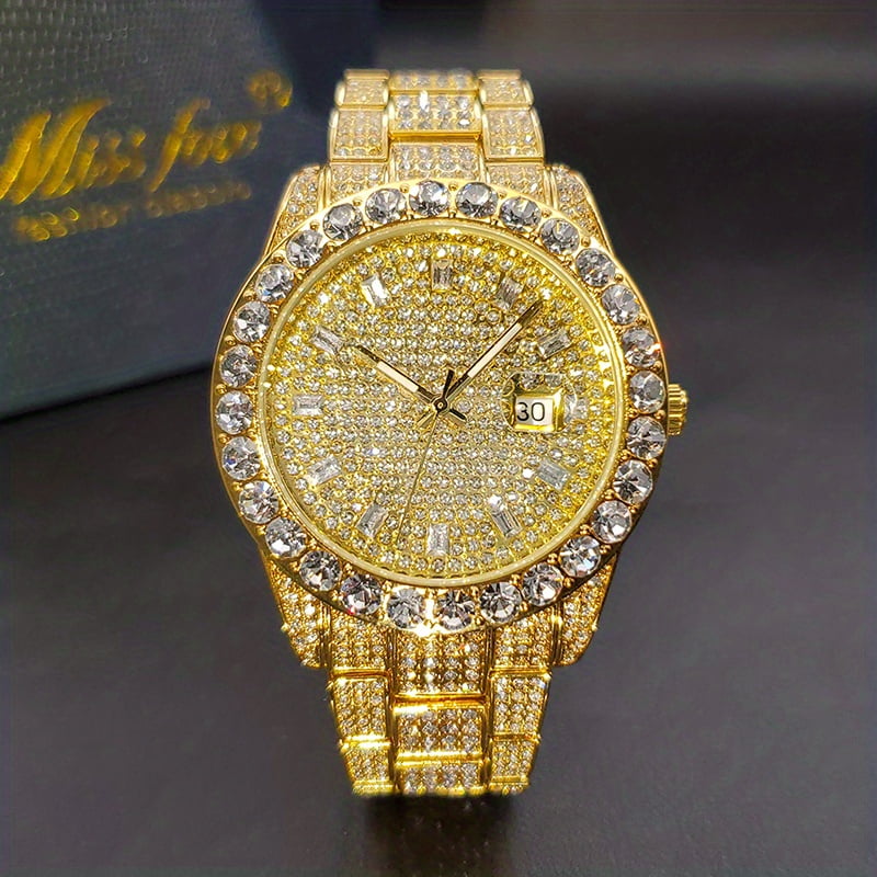 Hip Hop Men's Watch, Artificial Diamond Dial Watch, Fashion Shiny Watch ...