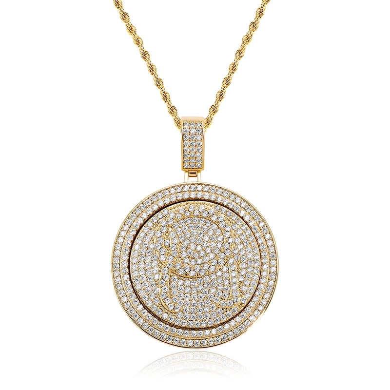 Hip Hop Micro Paved AAA Cubic Zirconia Bling Iced Out QC Spinner Round ...