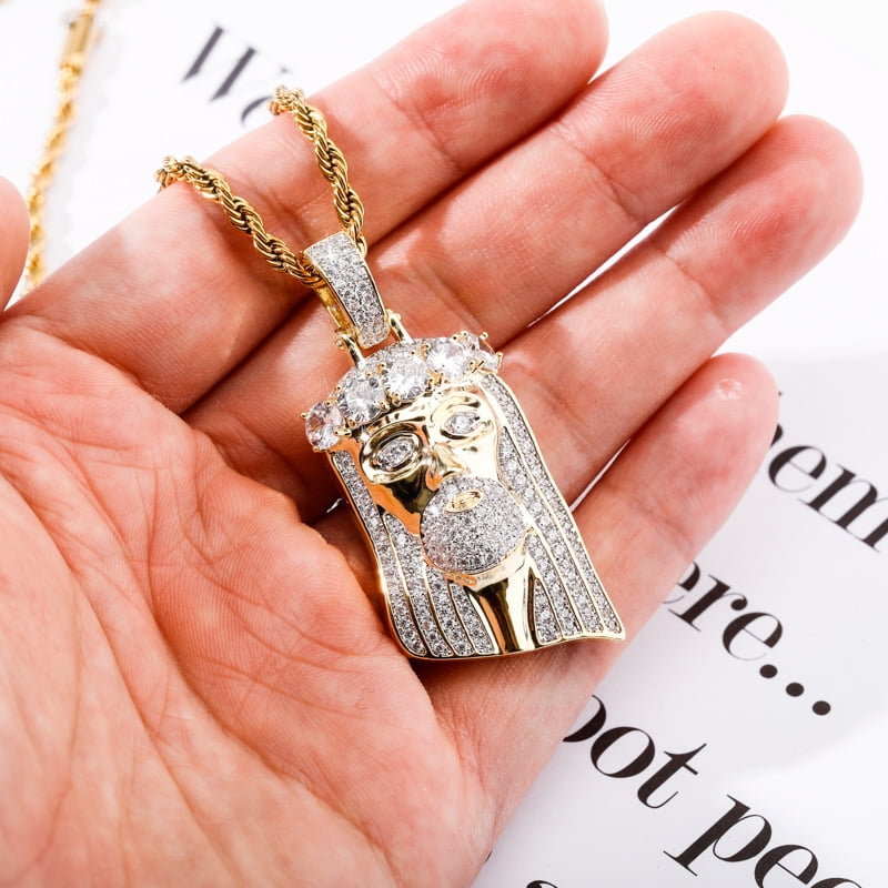 Hip Hop Micro Paved Cubic Zirconia Bling Iced Out Golden Color Skull ...