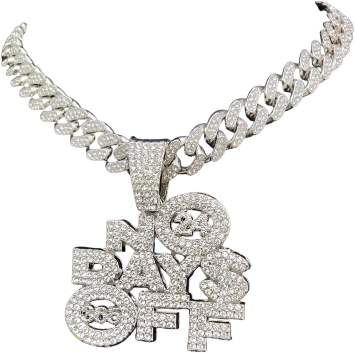 Hip Hop No Days Off Chain Iced Out Pendant Necklace, Iced Out Pendants ...